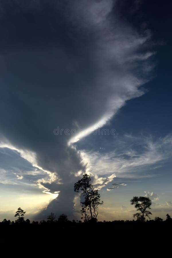 Dramatic Weather Clouds Forming Over Rice Fields and Native Trees at ...