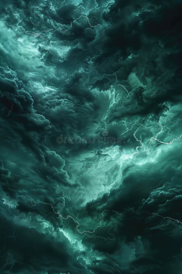 A Dramatic Weather Scene with Lightning Bolts Illuminating the Dark ...
