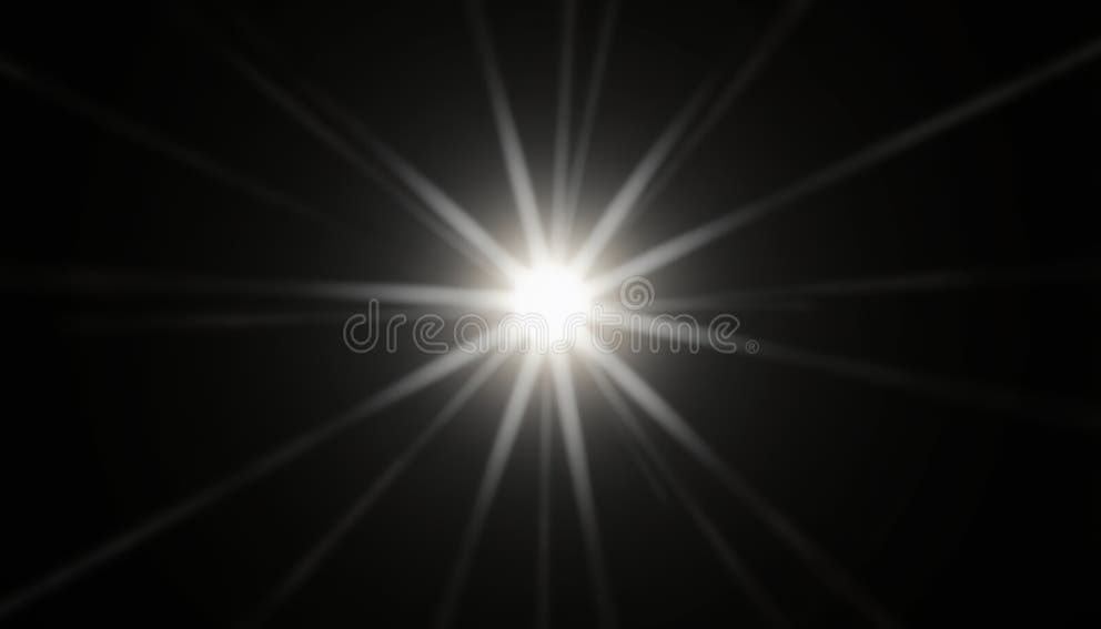 Dramatic White Light Flare Against Black Background Creating Radiance ...