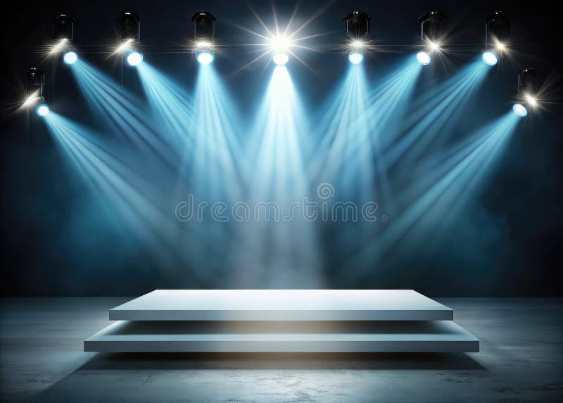 A Dramatic White Platform Illuminated by a Powerful Spotlight in a ...