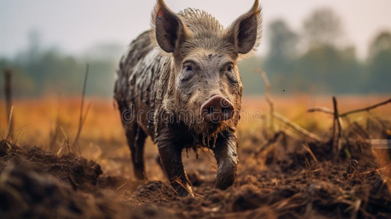 Dramatic Wild Boar in Mud: Nikon D850 Cross Processing Aesthetics Stock ...