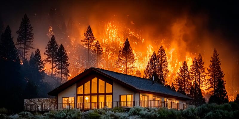 Dramatic Wildfire Blazing through Forest Landscape with Modern ...