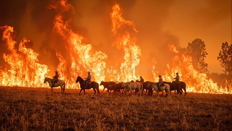Dramatic Wildfire Spreading through Argentine Pampas with Gauchos ...