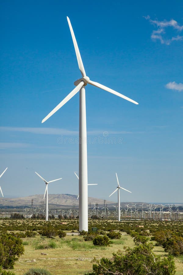 Dramatic Wind Turbine Farm in the Desert of California. Stock ...