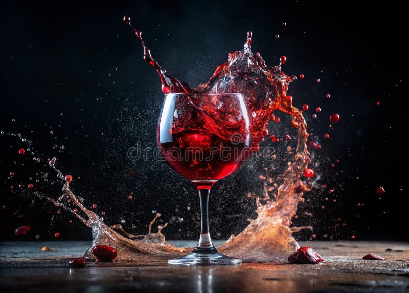 Dramatic Wine Glass Explosion on a Black Background a Stunning Visual ...