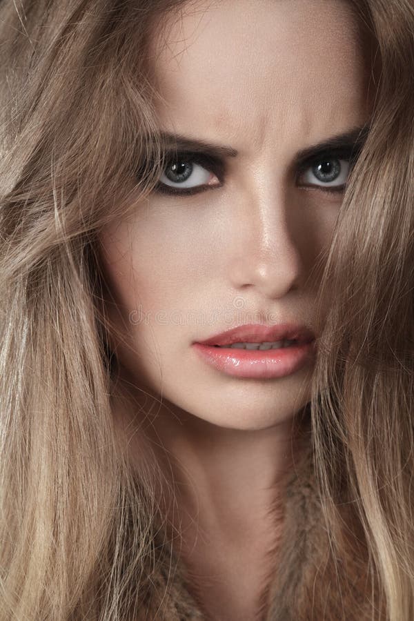 Dramatic woman portrait stock image. Image of model, lips - 31334987