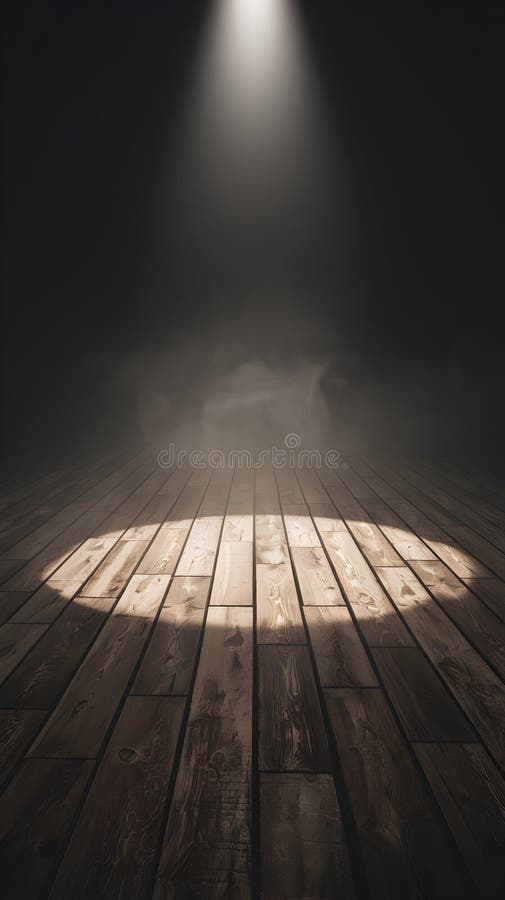 Wooden Floor Spotlighted with Descending Light, Creating Contrast and ...