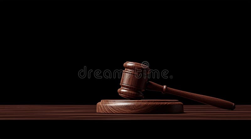 Dramatic Wooden Gavel Resting on a Sound Block Against a Stark Black ...