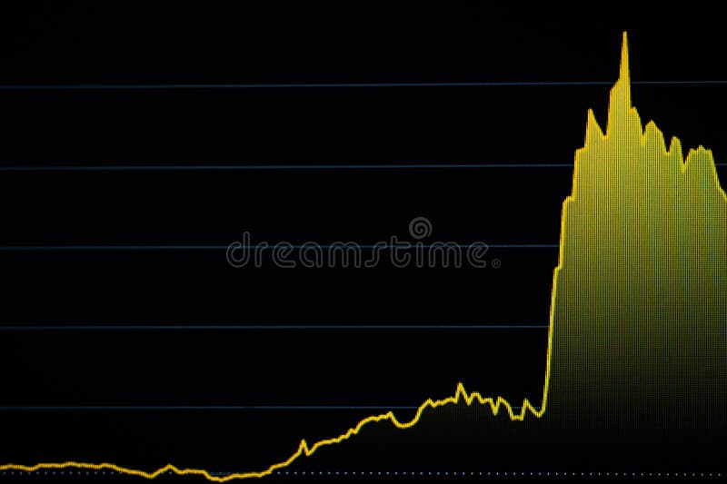 Dramatic Yellow Line Graph Showing Peak Data Trend on Black Background ...