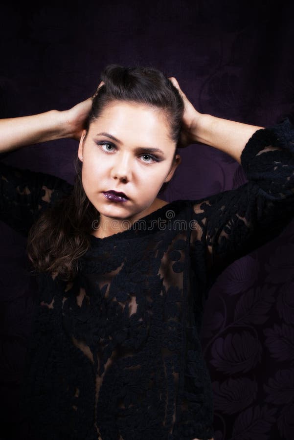 Dramatic Young Female Portrait Stock Photo - Image of head, hair: 57343956