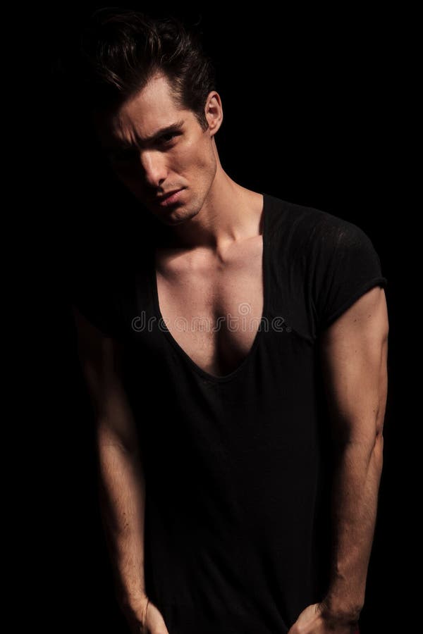 Dramatic Young Thoughtful Fashion Man with Long Beard Stock Photo ...