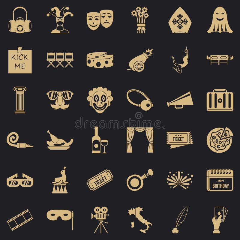 Dramatization Icons Set, Simple Style Stock Vector - Illustration of ...