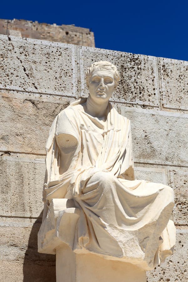 Statua Di Menandro, Teatro Di Dionysus, Atene, Grecia Fotografia Stock ...