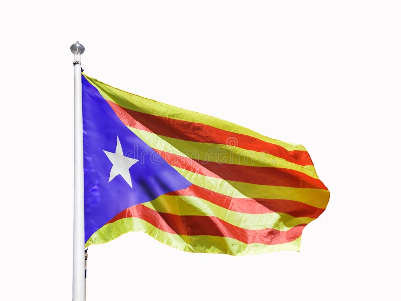 Drapeau Catalan D'estelada Avec Le Ciel Bleu Photo stock - Image du ...