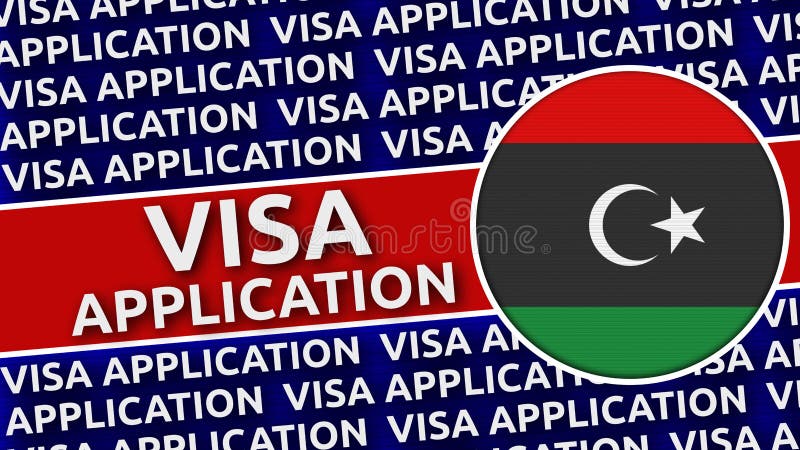 Drapeau Circulaire Libya Avec Titres De Demande De Visa Illustration ...