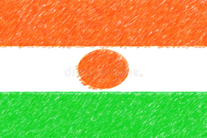 Drapeau De Texture Du Fond O Du Niger, Effet De Crayon De Couleur ...