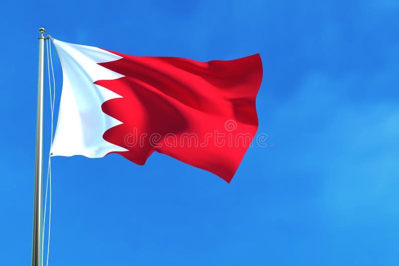 Drapeau Du Bahrain Sur Le Fond De Ciel Bleu Illustration Stock ...