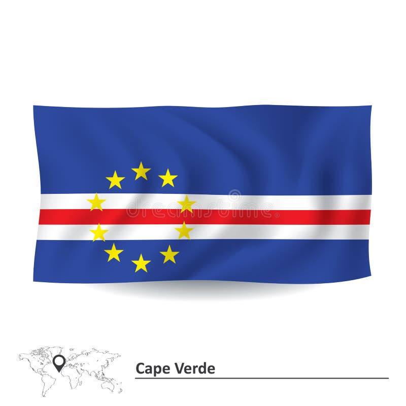 Carte Du Cap Vert Avec Le Drapeau Illustration de Vecteur ...