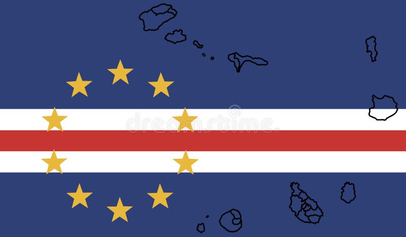Drapeau Du Cap Vert - République Du Cap Vert Avec La Carte Illustration ...