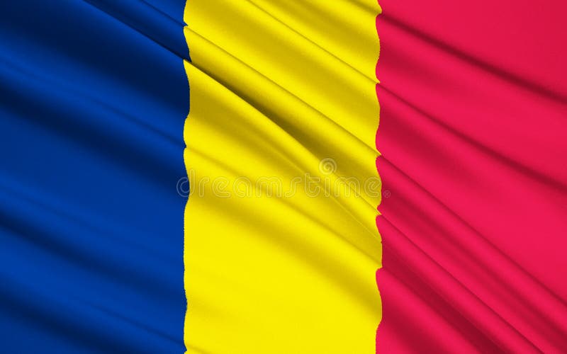 Tissu De Textile De Drapeaux De La Roumanie Et Du Tchad Deux, Texture ...