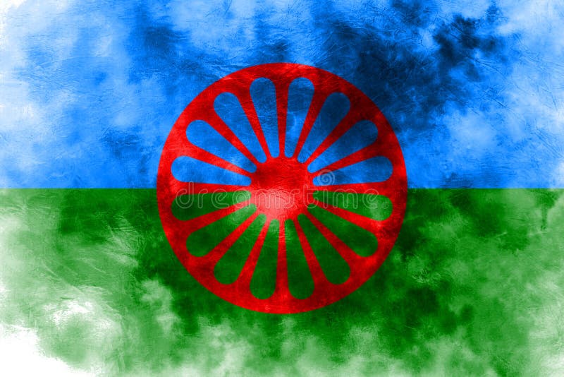Drapeau Grunge De Personnes Romani, Drapeau Gitan De Fumée Illustration ...