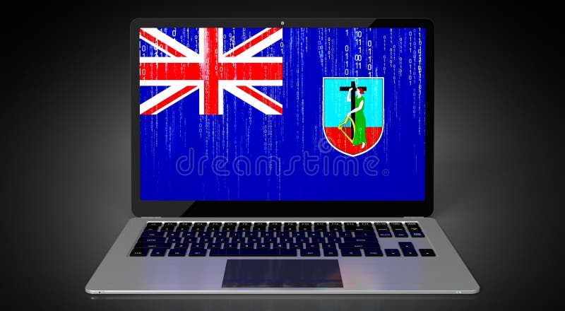 Drapeau Montserrat Et Code Binaire Sur L'écran De L'ordinateur Portable ...