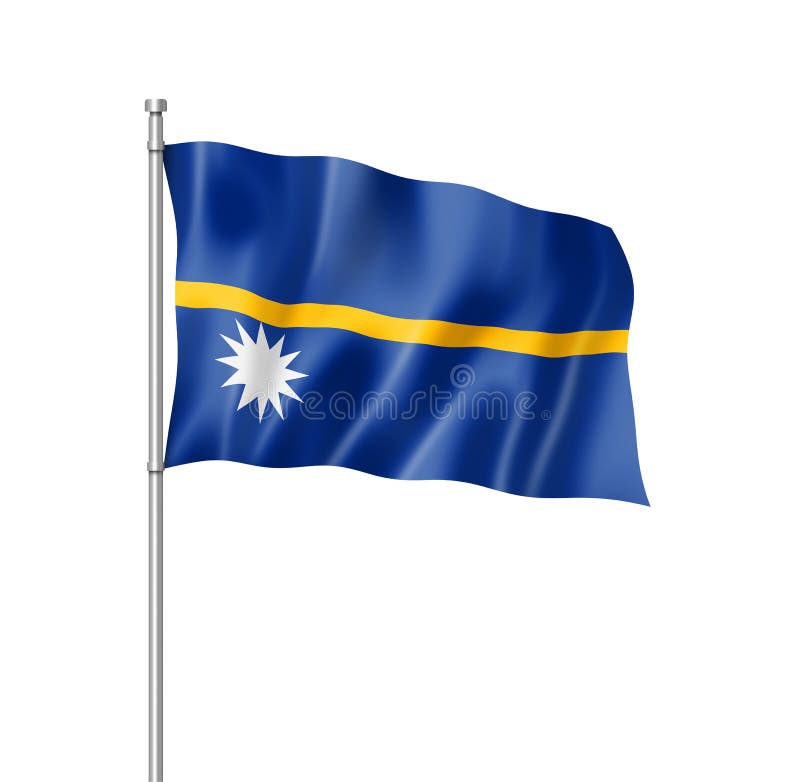 Drapeau Nauru Isolé Sur Blanc Illustration Stock - Illustration du mât ...