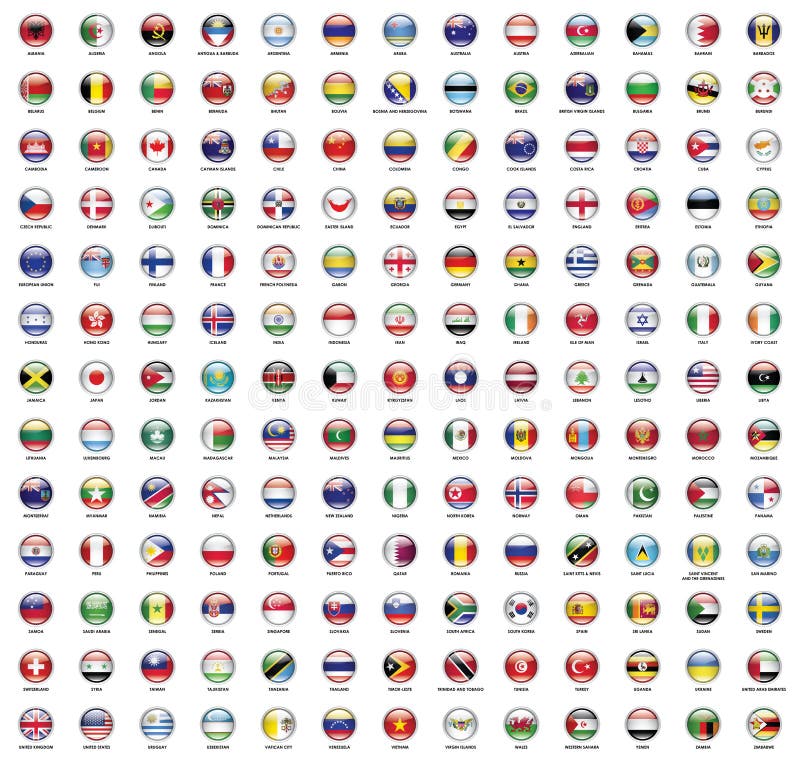 Drapeau rond du monde illustration stock. Illustration du bouton - 63405167