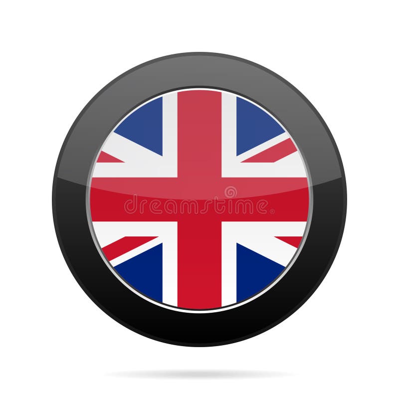 Drapeau - Royaume-Uni Bouton Rond Noir Brillant Illustration de Vecteur ...