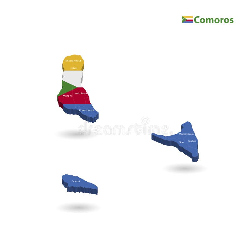 Drapeau Vectoriel Carte Des Comores. Carte Des Comores Illustration de ...