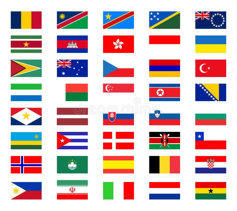 Drapeaux Du Monde. Drapeaux Nationaux. Drapeaux Des Pays Illustration ...