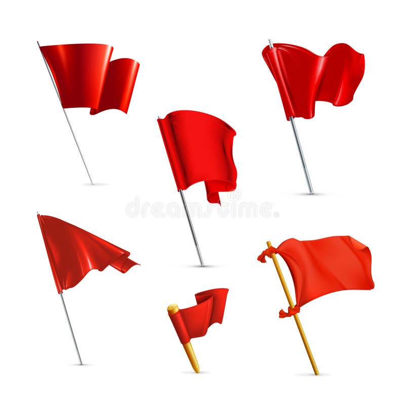 Drapeaux Rouges, Ensemble D'icônes Illustration de Vecteur ...