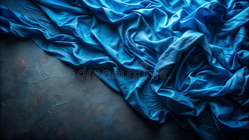 Draped Azure Silk Fabric on a Textured Surface, Ideal for Design ...