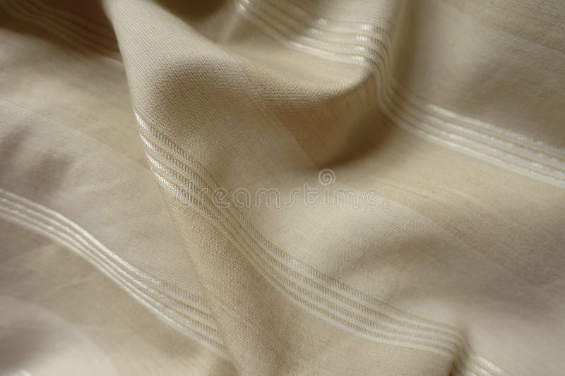 Draped Beige Striped Cotton and Polyester Fabric Stock Image - Image of ...