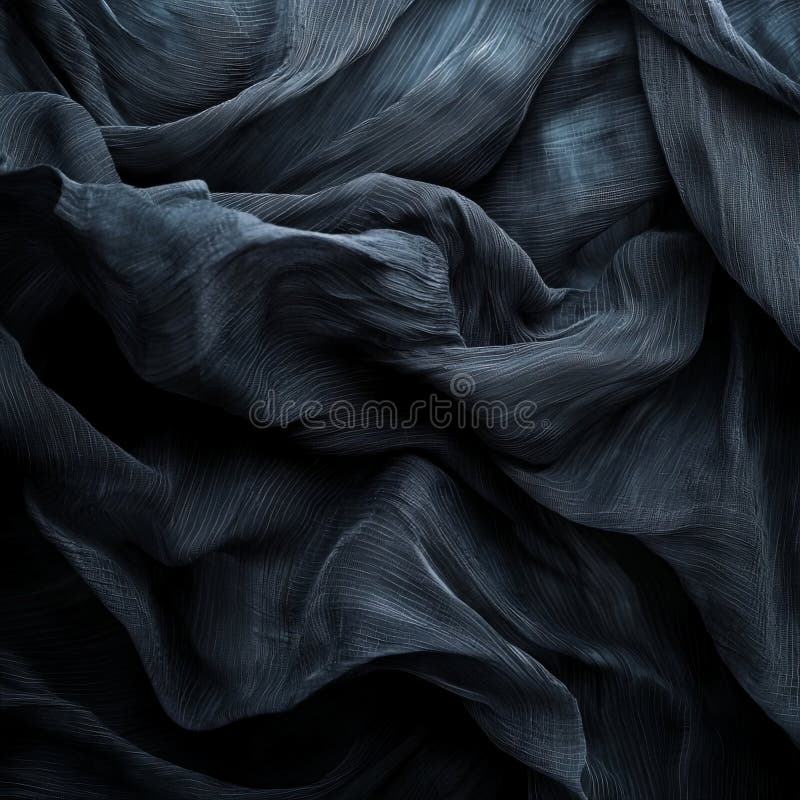 Draped Dark Fabric with Organic Pleats and Flowing Texture Stock Photo ...