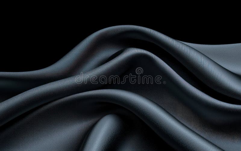 Draped Dark Gray Fabric on Black Background Stock Illustration ...