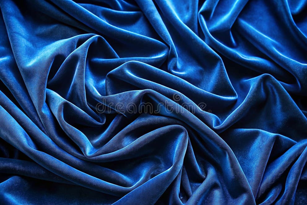 Draped Deep Blue Velvet Fabric Texture Stock Illustration ...