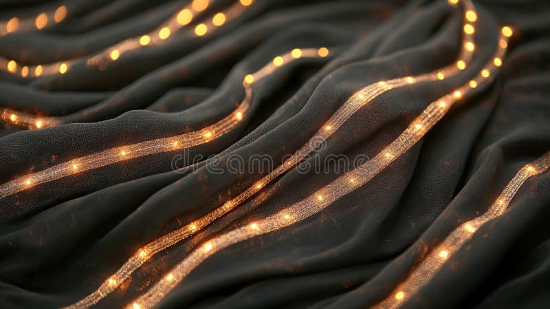 Draped Fabric, Glowing Lights, Dark Background, Elegant Texture, Design ...