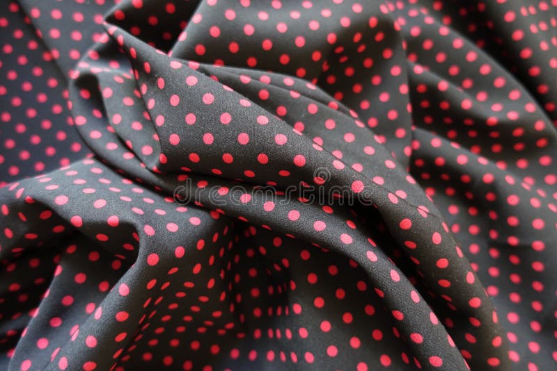 Draped Fabric with Polka Dots in Black and Red Stock Photo - Image of ...