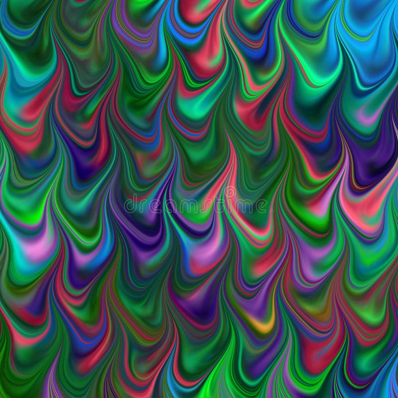 Draped Green and Multicolored Wavy Wobbly Combed Paint Design Stock ...