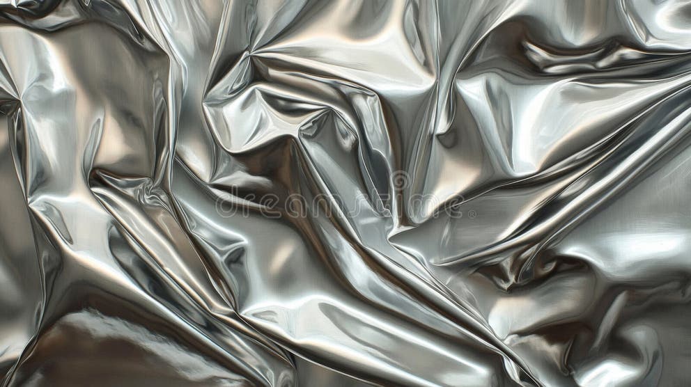 Draped Metallic Fabric Abstract Silver Texture Stock Illustration ...