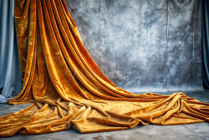 Draped Mustard Velvet Fabric Studio Backdrop Stock Illustration ...