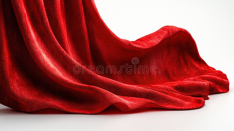 Draped Red Fabric on White Background Stock Illustration - Illustration ...