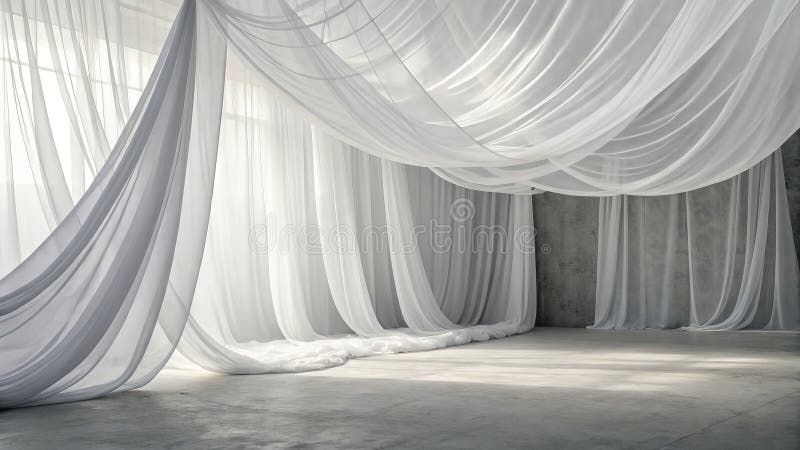 Draped Sheer Curtains Light, Airy Studio Setup, Photography Backdrop ...