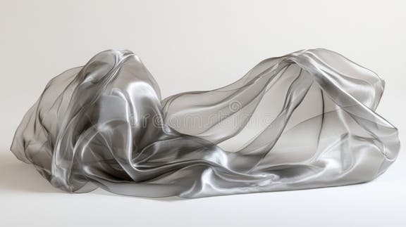 Draped Sheer Grey Fabric on White Background Stock Illustration ...