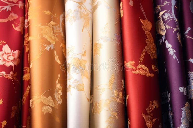 Draped Silk with Chinese Patterns. Fabric with Asian Pattern Stock ...