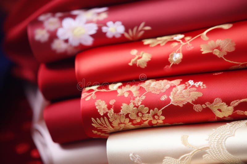 Draped Silk with Chinese Patterns. Fabric with Asian Pattern Stock ...