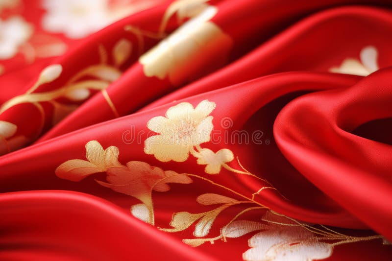 Draped Silk with Chinese Patterns. Fabric with Asian Pattern Stock ...