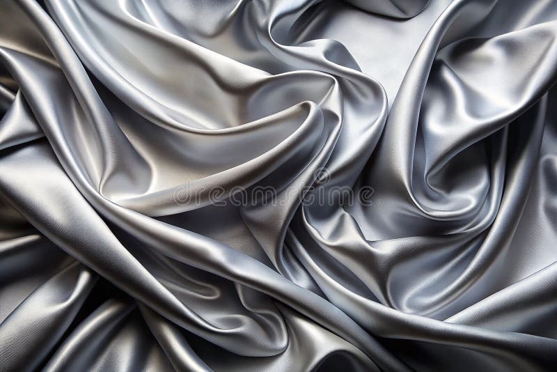 Draped Silver Satin Fabric Texture Background Stock Illustration ...
