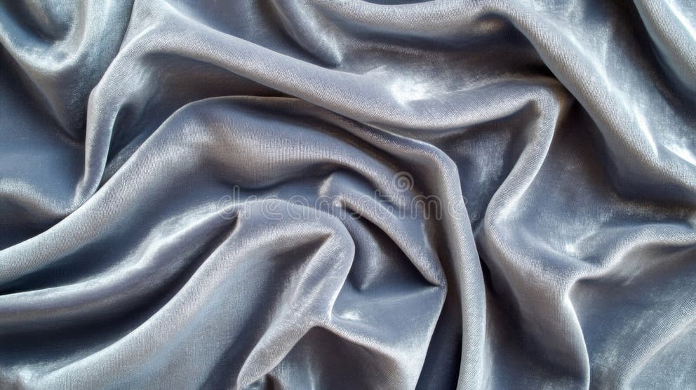 Draped Silver Velvet Fabric Showing Texture and Light Reflection Stock ...